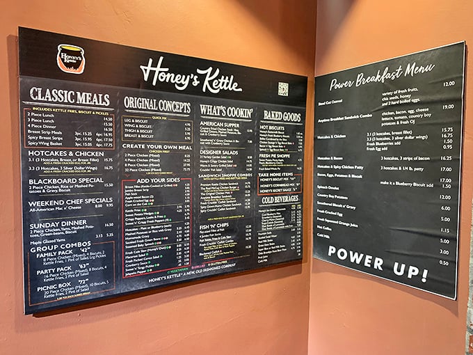 The menu board reads like a love letter to fried chicken enthusiasts. Decision paralysis has never been so delicious.