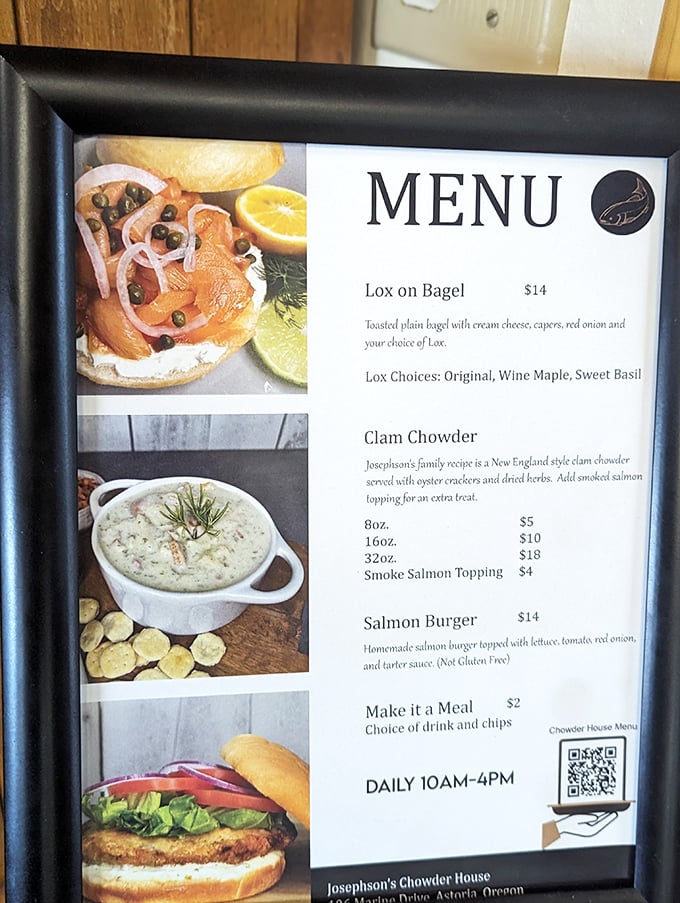 This menu isn't just a list—it's a love letter to seafood, with lox options that would make any New Yorker nod in approval.