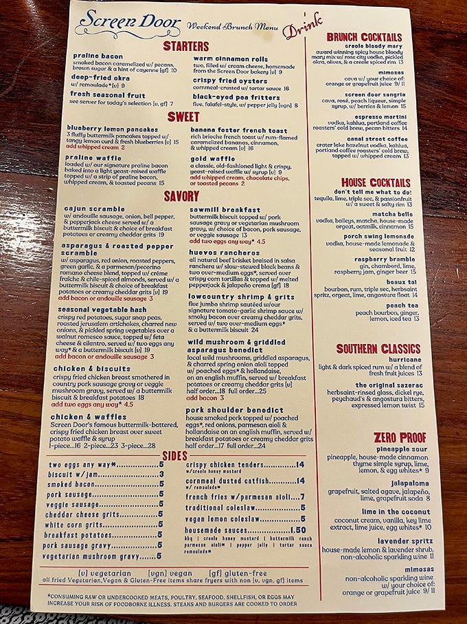 This menu isn't just a list of dishes—it's a roadmap to culinary bliss where Southern classics meet Pacific Northwest sensibilities.