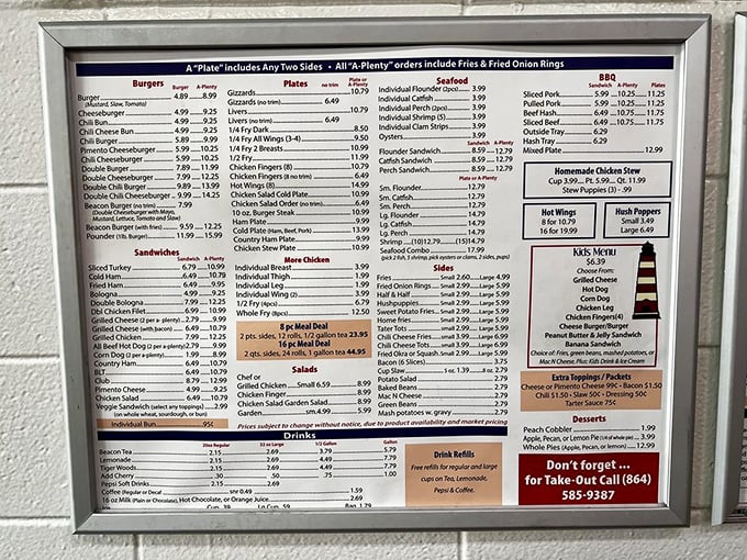 The menu board at The Beacon is like the Dead Sea Scrolls of comfort food—ancient wisdom that promises salvation for the hungry soul.