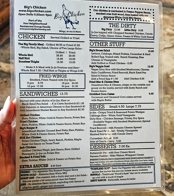 This menu isn't just a list of food—it's a roadmap to happiness. The "Dirty" section alone is worth the pilgrimage to Portland.