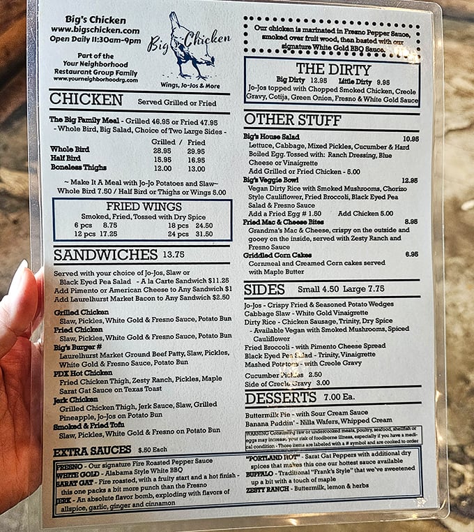 This menu isn't just a list of food—it's a roadmap to happiness. The "Dirty" section alone is worth the pilgrimage to Portland.