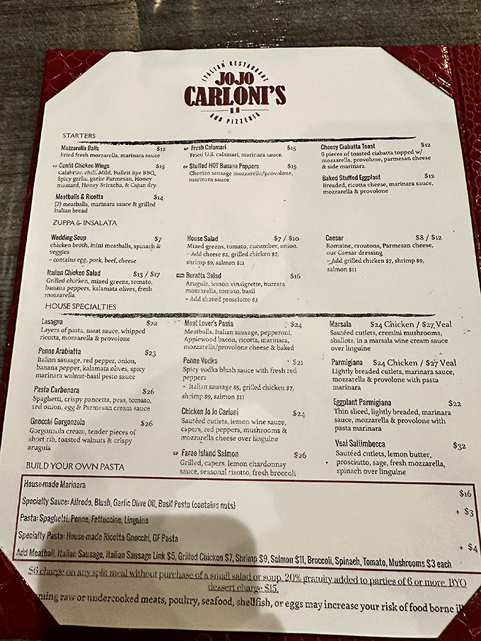 The menu reads like a love letter to Italian cuisine—each dish promising a relationship worth committing to.