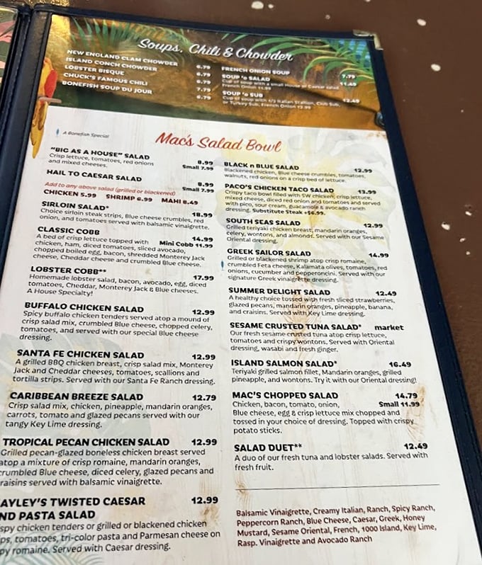 This menu isn't just a list of food—it's a treasure map where X marks the spot for your next favorite meal.