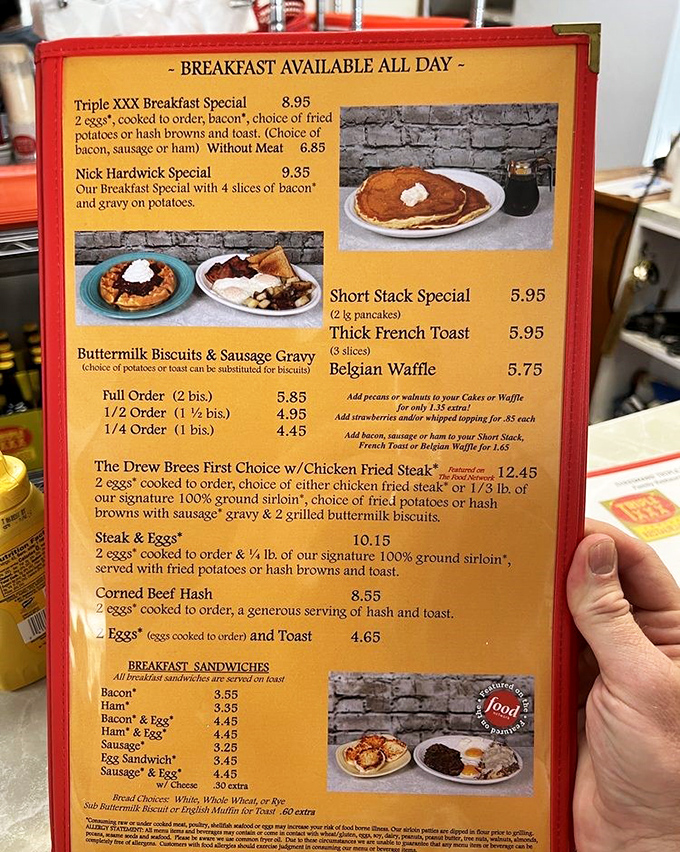This isn't just a menu—it's a sports almanac disguised as breakfast options, with each dish named after Purdue legends who fueled up here.