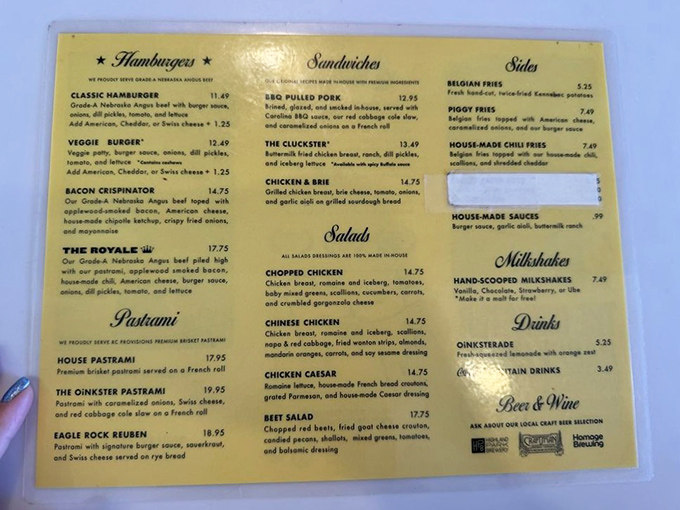 A menu that reads like a love letter to American classics, each item promising its own unique flavor journey.