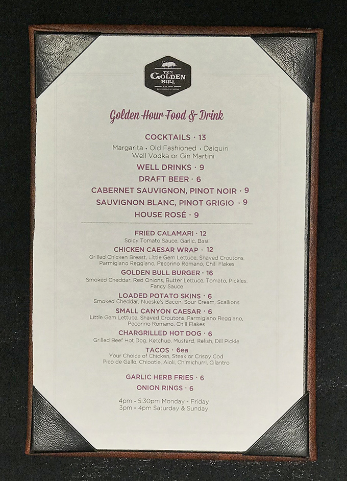 The Golden Hour menu promises salvation for weary travelers and locals alike – cocktails and comfort food that speak the universal language of satisfaction.