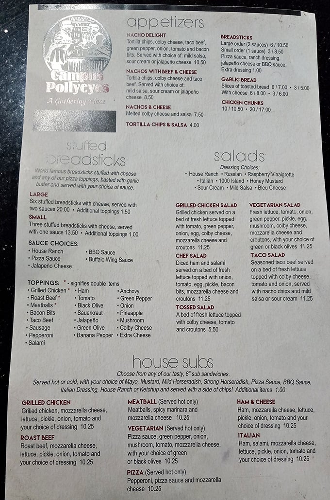 The menu reads like a love letter to comfort food, with those legendary stuffed breadsticks taking center stage—as they rightfully should.