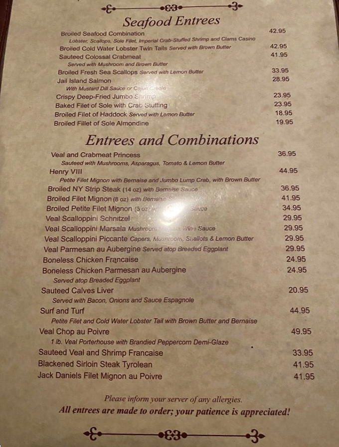 This menu isn't just a list of dishes—it's a maritime treasure map. Each item promises a delicious adventure without requiring a second mortgage.