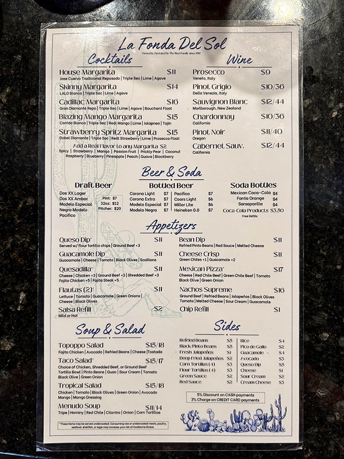 A menu that reads like a love letter to Mexican cuisine. The real challenge isn't deciding what to order—it's figuring out how to try everything.