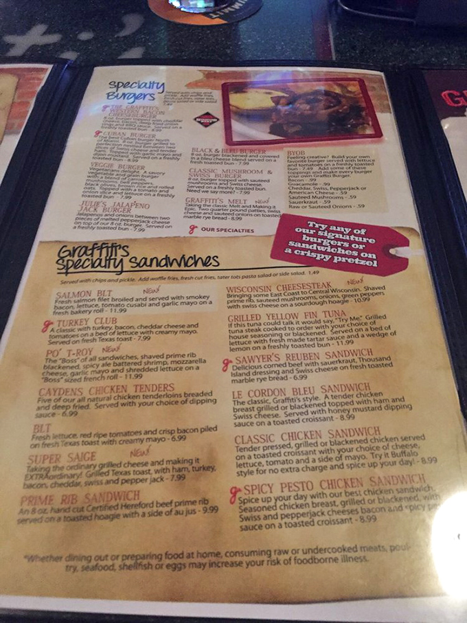 A menu that reads like a love letter to American comfort food, promising adventures in every single bite.