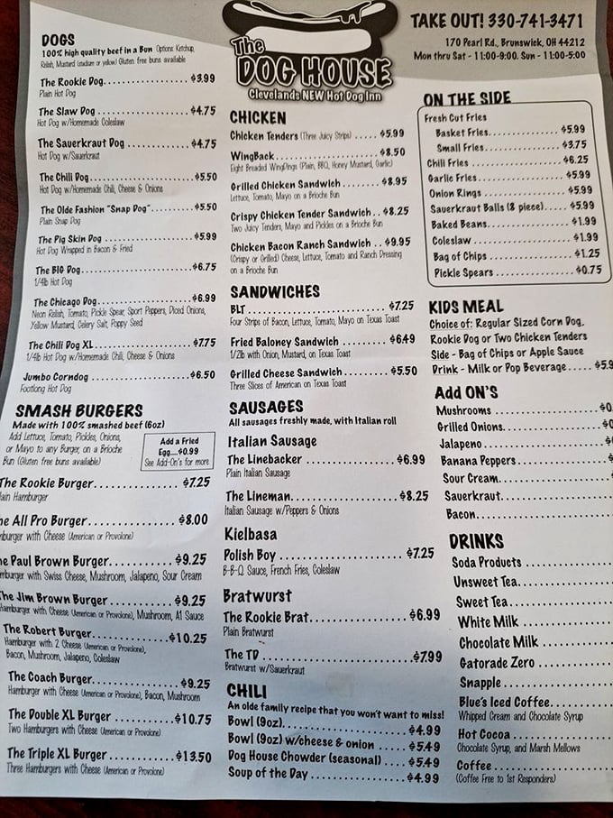 A menu that reads like poetry to the hungry soul. Each cleverly named creation promises a different path to hot dog nirvana.