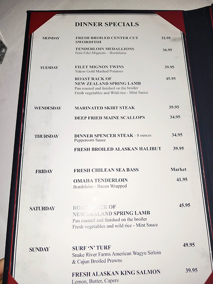 The daily specials board reads like poetry to meat lovers – Tuesday's "Filet Mignon Twins" might be the most beautiful two-word combination in English.