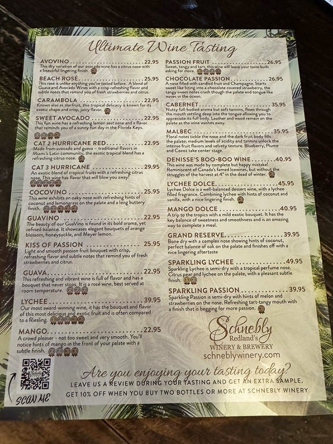 When your wine menu reads like a tropical fruit stand inventory, you know you're not in Napa anymore, Dorothy.