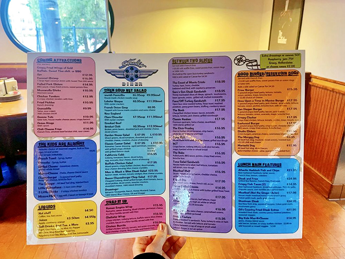 The menu reads like a blockbuster lineup—starring breakfast classics, East Coast specialties, and comfort food favorites that deserve standing ovations.