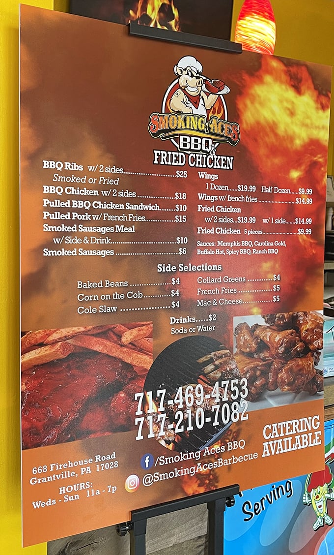 A menu that cuts right to the chase—no fancy descriptions needed when the food speaks this loudly for itself.