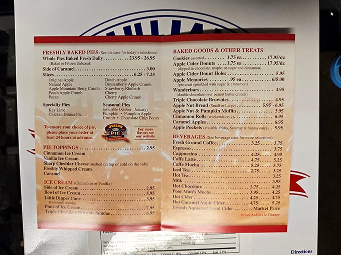 The menu board—a treasure map where X marks the spot for apple pie nirvana and every option sounds better than the last.