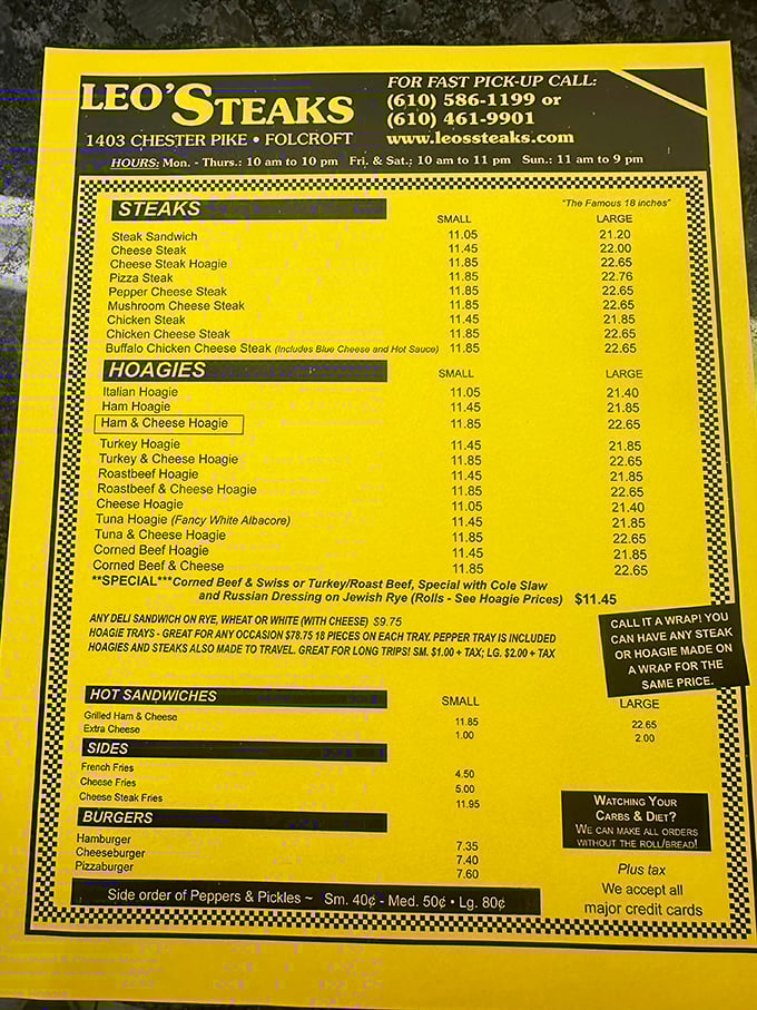 The sacred text of Leo's – a yellow menu of possibilities. Each line represents not just a meal, but a potential memory in the making.