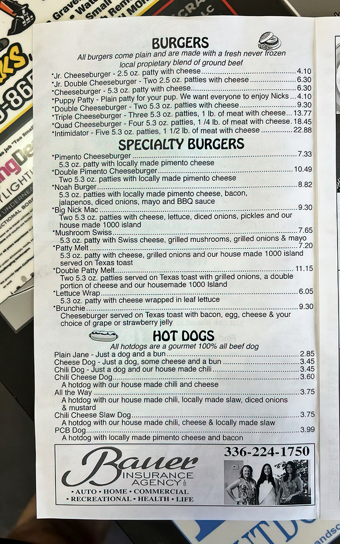 This menu isn't just a list of options – it's a roadmap to happiness. The "Puppy Patty" proves they've thought of everyone!