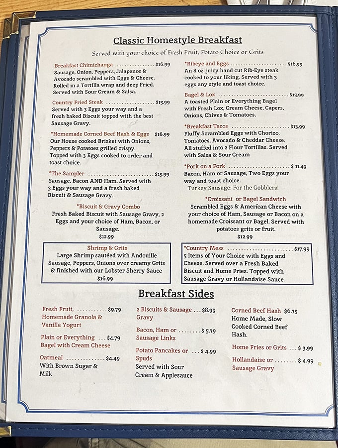 This menu isn't just a list of food—it's a roadmap to happiness with "Country Mess" as the ultimate destination.