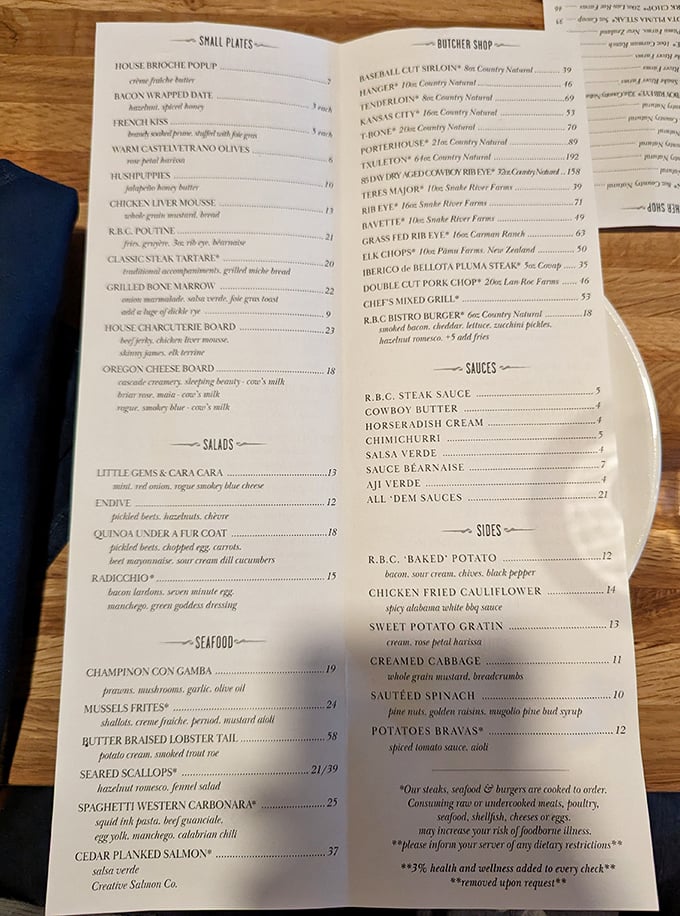 A menu that reads like a love letter to Oregon's agricultural bounty. Each item tells a story of local farms and careful sourcing.