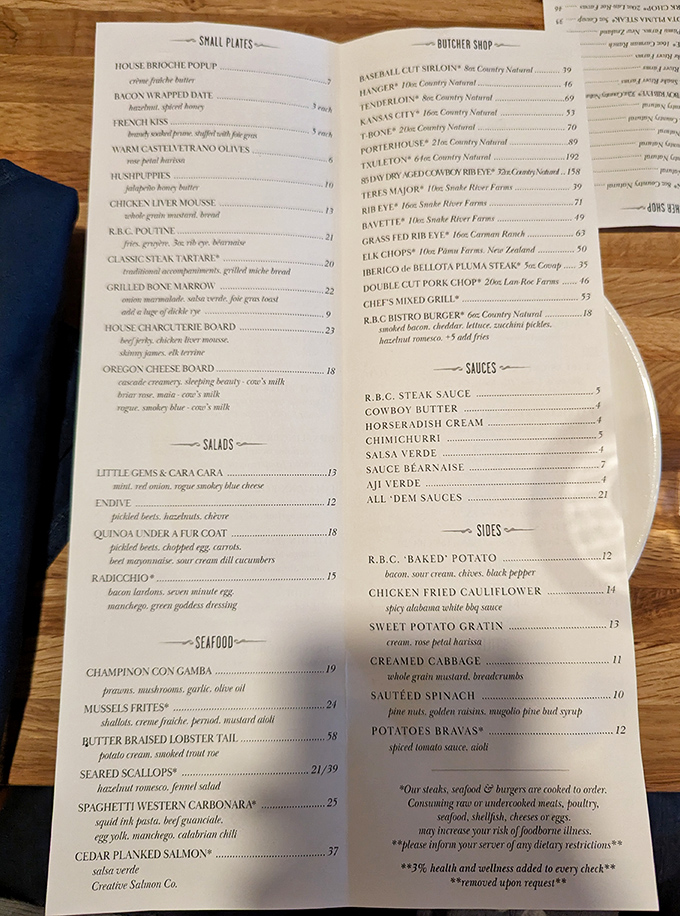 A menu that reads like a love letter to Oregon's agricultural bounty. Each item tells a story of local farms and careful sourcing.