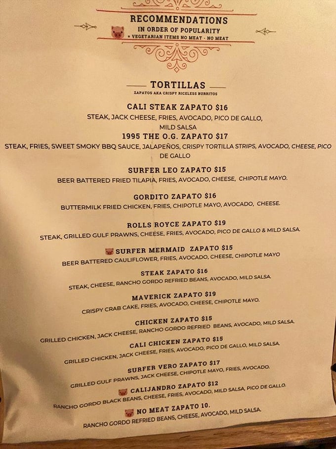 The menu reads like a greatest hits album of Mexican-California fusion – every track's a winner.