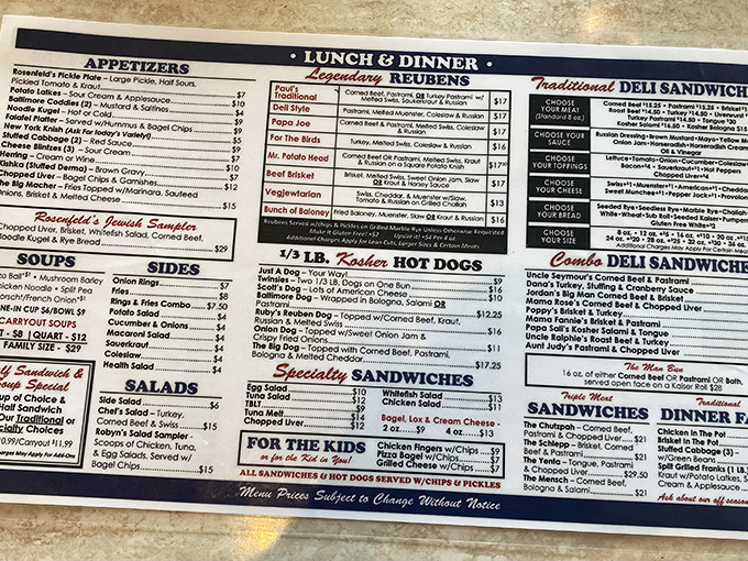 A menu that reads like poetry to the hungry. Each line promising a different path to delicatessen nirvana.