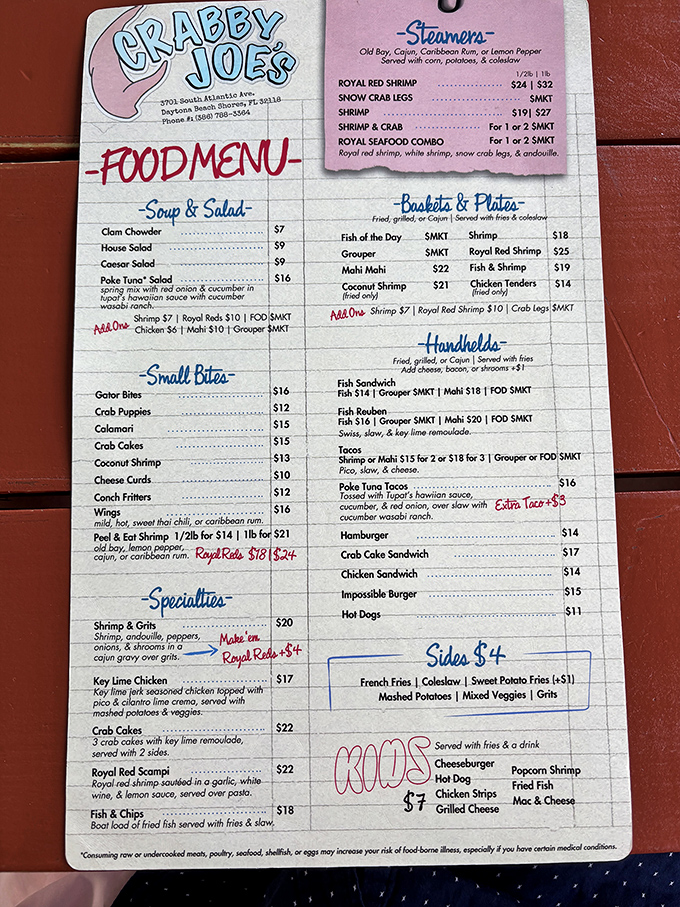 A menu that reads like a love letter to the sea, with prices that won't sink your vacation budget.