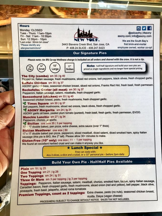 A menu that reads like a love letter to New York pizza traditions. Each signature pie tells its own delicious story of the Big Apple.