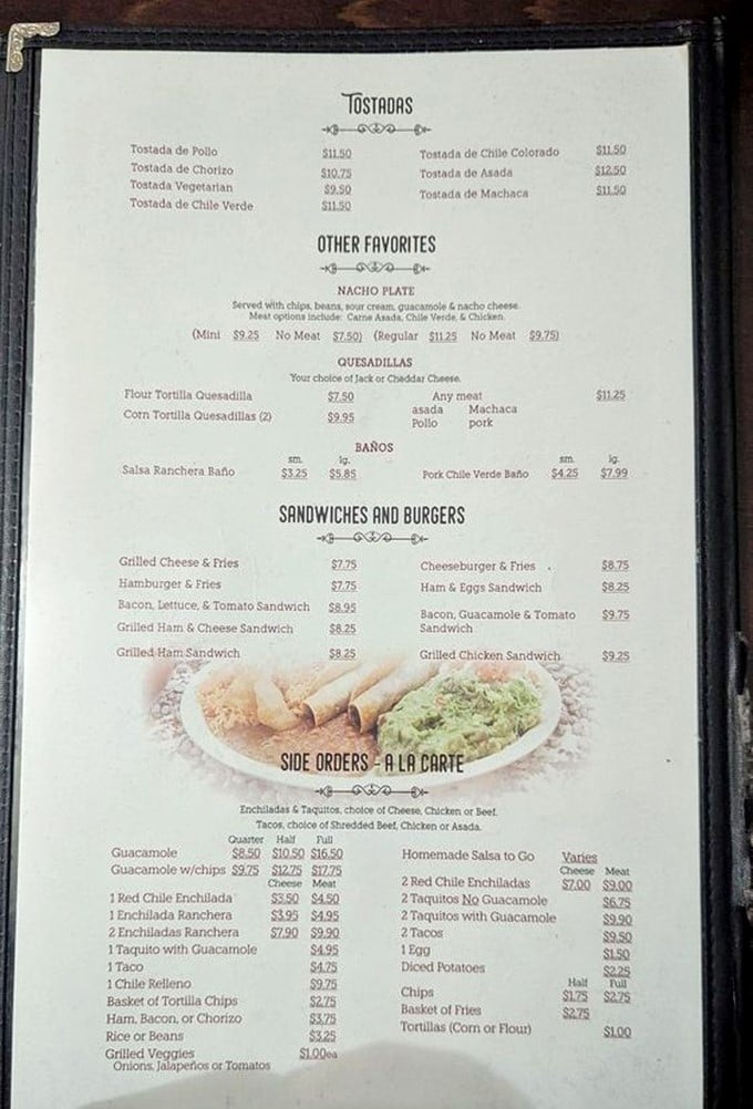 This menu isn't just a list of dishes—it's a roadmap to happiness. Notice how reasonably priced everything is compared to those trendy downtown spots?