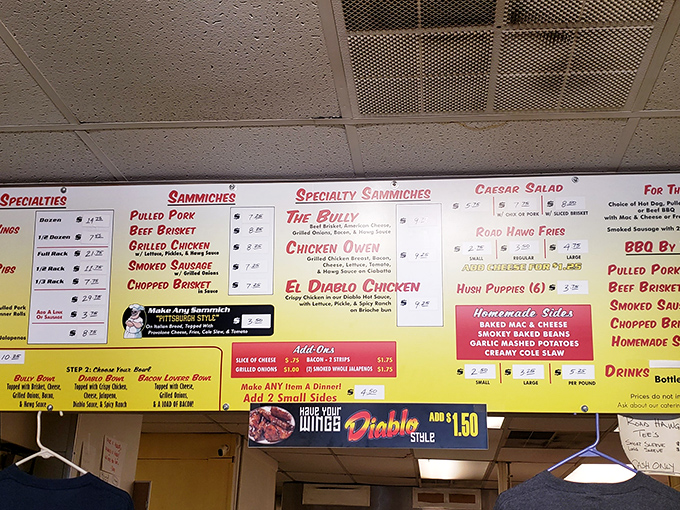 The menu board tells you everything you need to know—this place isn't about fancy descriptions, it's about meat done right.