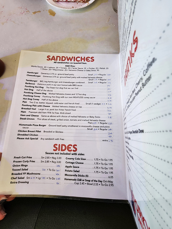 This menu isn't just a list of food—it's a historical document chronicling America's love affair with honest, unpretentious comfort food.