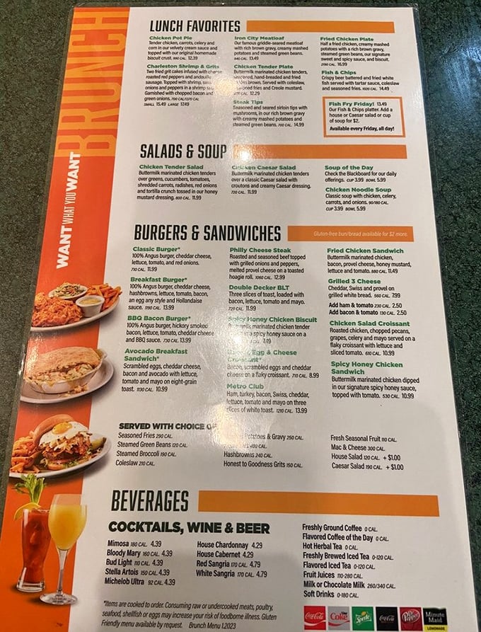 A menu that doesn't just list food—it offers life choices. Each section is a doorway to comfort that your grandmother would approve of.