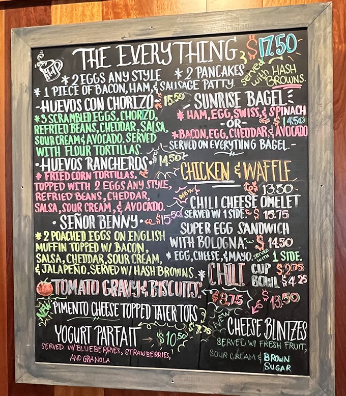 This menu board is like a treasure map where X marks every delicious spot. The "Señor Benny" alone is worth the journey.