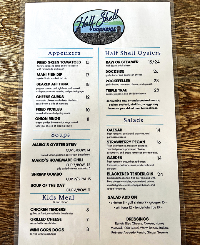 This menu isn't just a list of dishes—it's a love letter to the Gulf, with oysters playing the starring role.