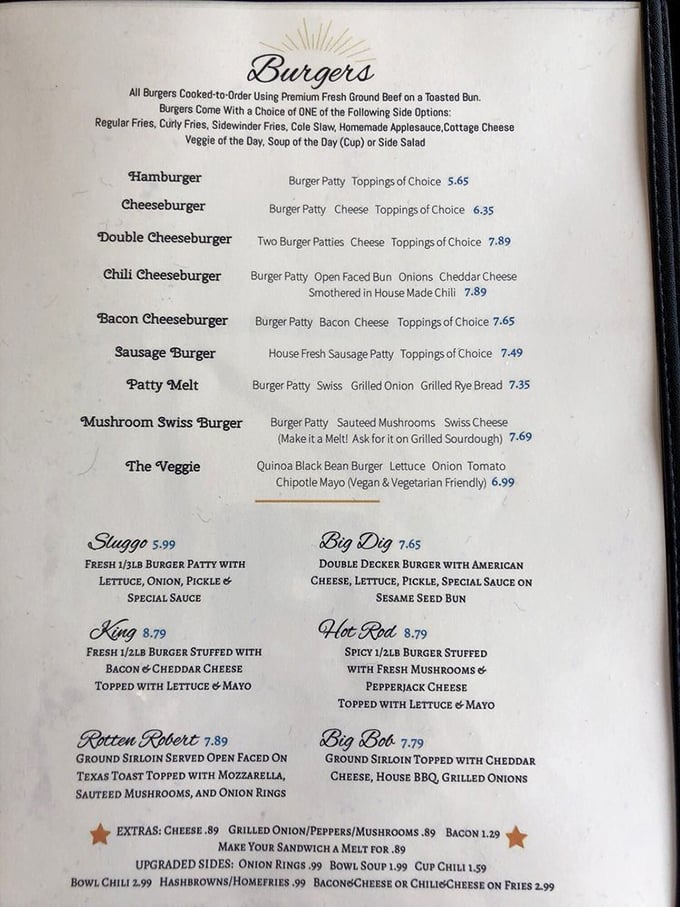 A menu that doesn't need fancy fonts or pretentious descriptions – just honest food that makes decision-making the hardest part of your visit.