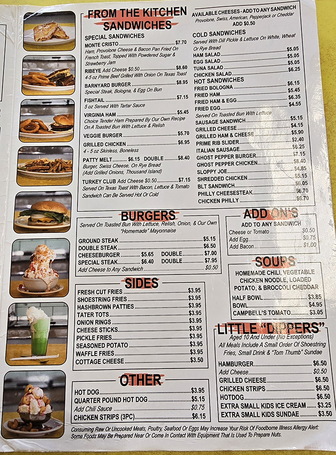 This isn't just a menu—it's a roadmap to happiness. From Monte Cristos to Ghost Pepper Burgers, the prelude to ice cream paradise.