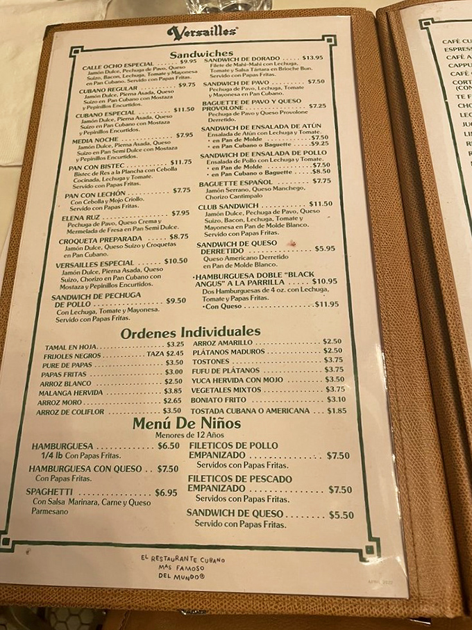 The menu reads like a love letter to Cuban cuisine, with each dish promising a direct flight to Havana without leaving Florida.