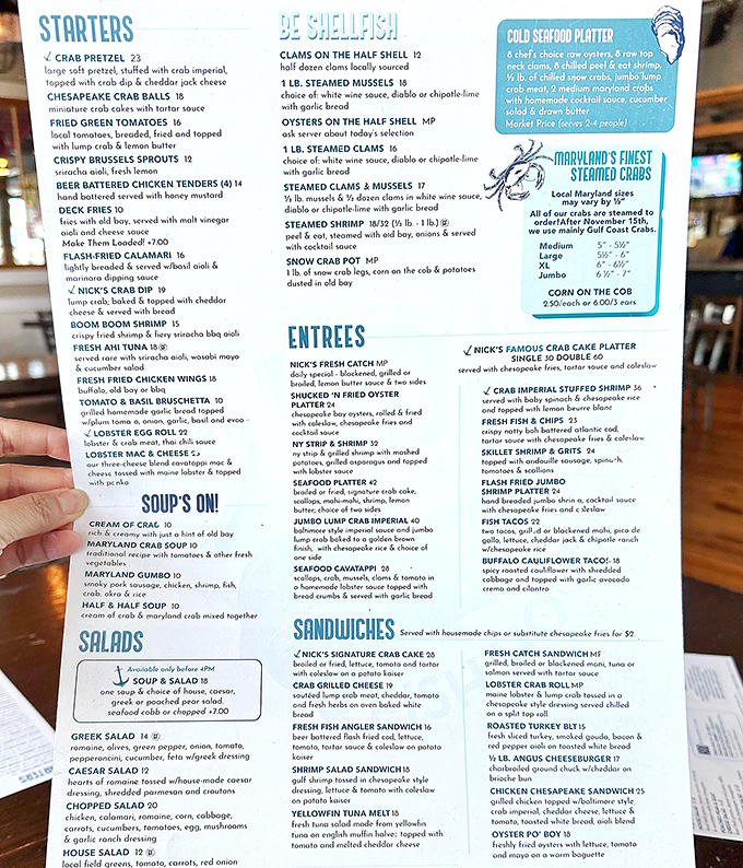 This menu isn't just a list of dishes – it's a love letter to the Chesapeake Bay. Decision paralysis has never been so delicious.