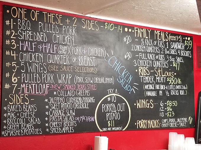 That chalkboard menu isn't just decoration – it's your roadmap to smoky paradise.