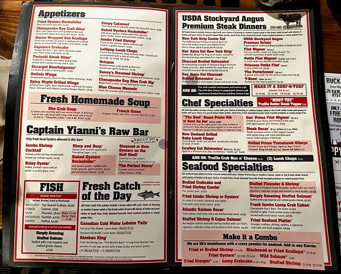 A menu that doesn't need QR codes or fancy fonts—just straightforward offerings of what might be your best meal this month.