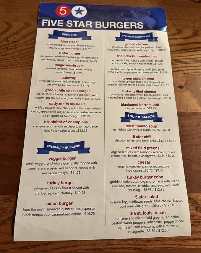 This menu isn't just a list—it's a roadmap to burger paradise. "Patty Melts My Heart" isn't just clever naming; it's truth in advertising.