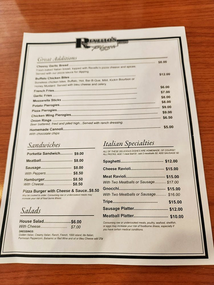 The menu reads like a love letter to Italian-American comfort food, where every item promises the kind of satisfaction that makes you plan your next visit.