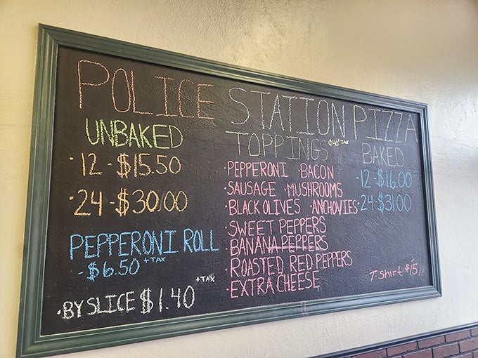 The chalkboard menu is a masterpiece of simplicity – no avocado toast or deconstructed anything, just honest pizza with toppings that have stood the test of time.