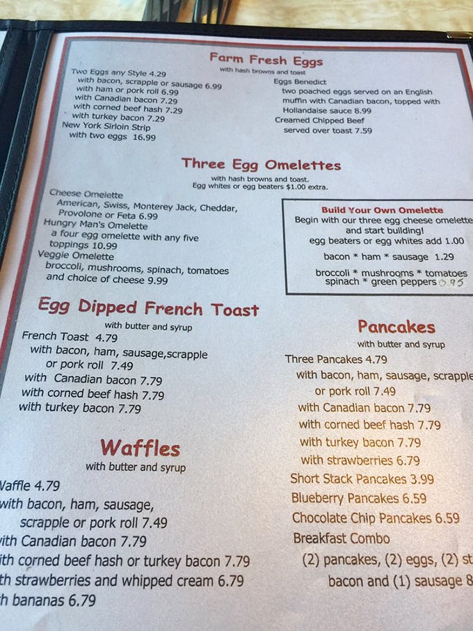 This isn't just a menu; it's a roadmap to happiness. The breakfast section alone could solve most of life's problems before noon.