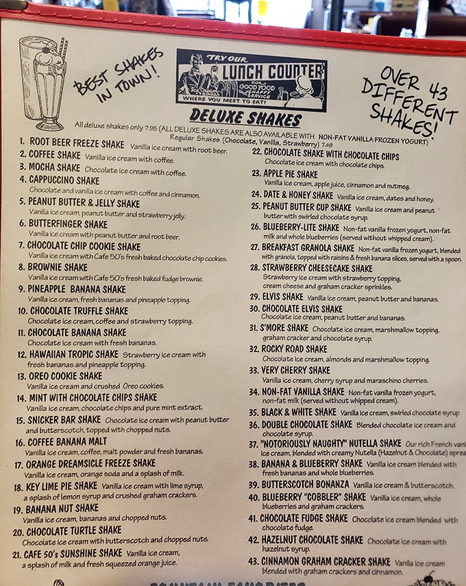 Forty-three milkshake flavors isn't just a menu—it's a challenge to your willpower and waistline that's absolutely worth accepting.