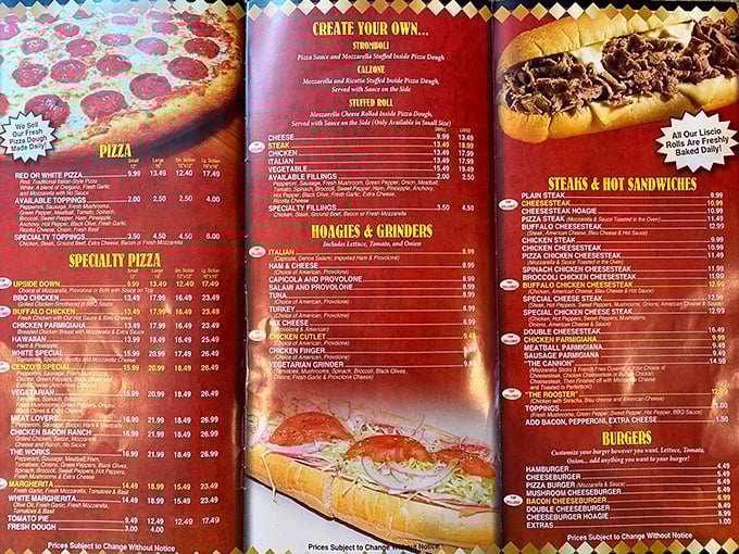 A menu that reads like a love letter to Italian-American cuisine. The hardest decision you'll make today awaits.