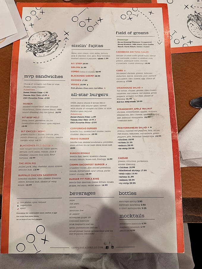 A menu that reads like a greatest hits album of American comfort food, with each dish promising satisfaction without pretension.