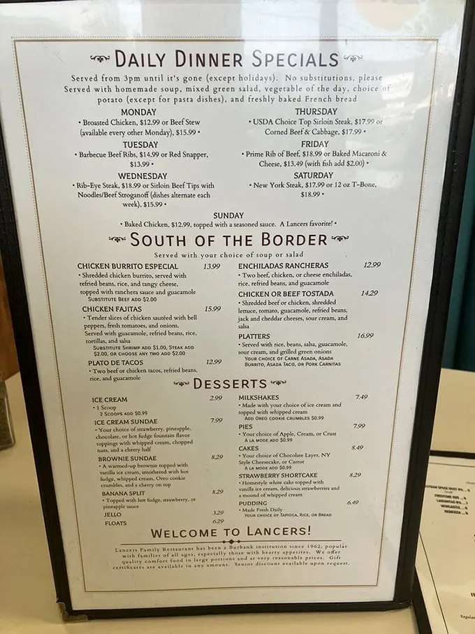 This menu isn't just a list—it's a roadmap to happiness. Daily specials rotate like old friends taking turns visiting your table.